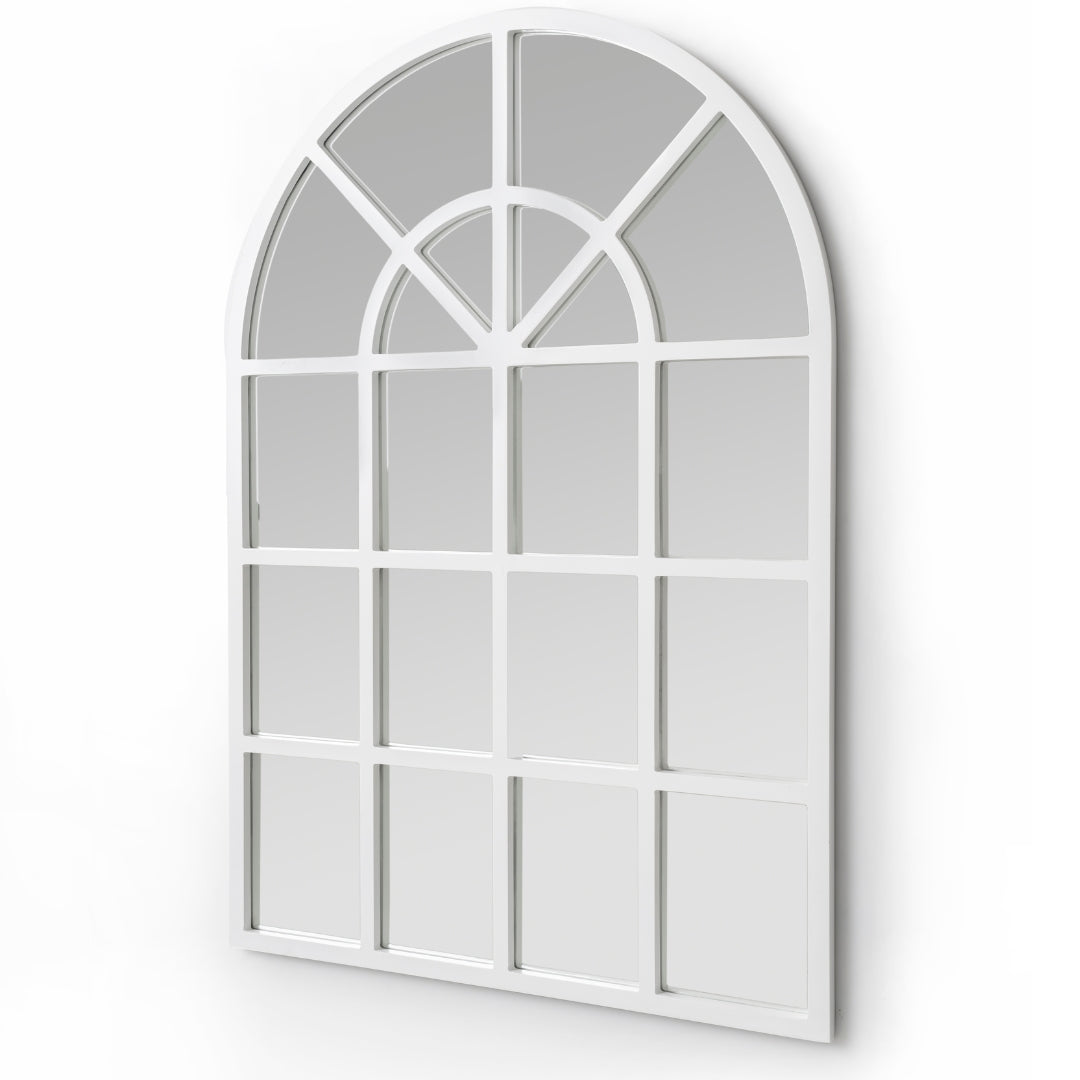 Classic White Arch Windowpane Wall Mirror - Woodka Interiors